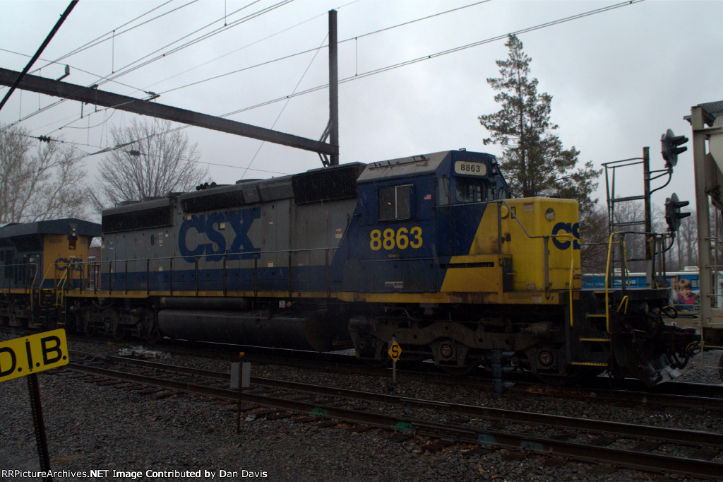 CSX SD40-2 8863 looking good in YN2 as it trails on Q418-29
